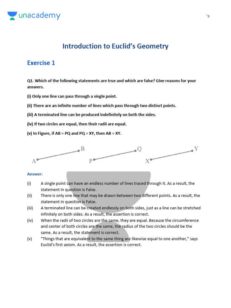 Class 9 Chapter 5 Introduction To Euclids Geomtery 3 1 | PDF