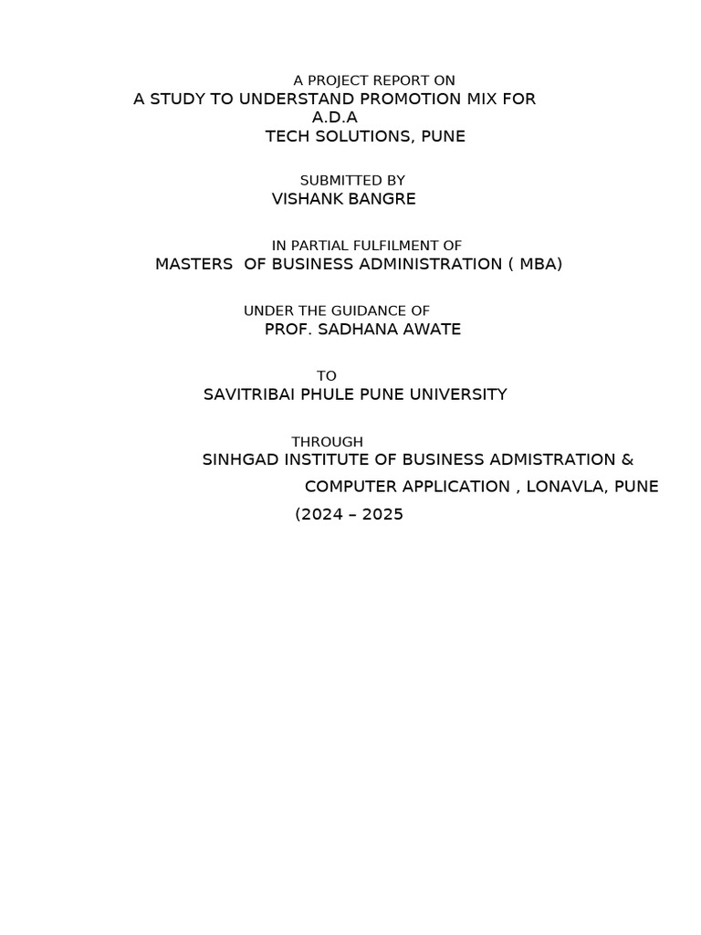 Final Report of Vishank Bangre of SIP | PDF