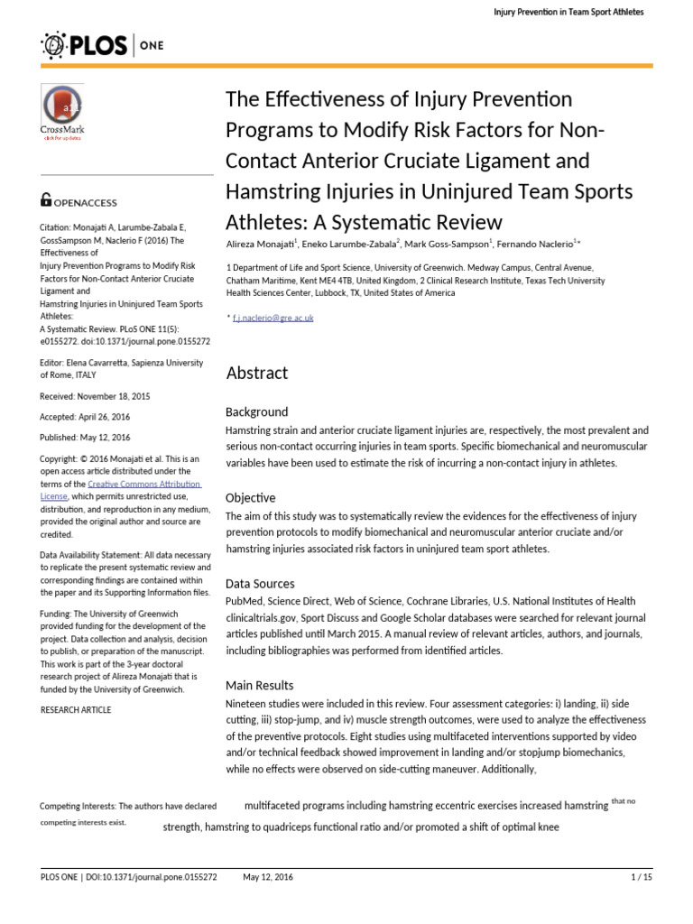 ACL Prevention Article 1 | PDF
