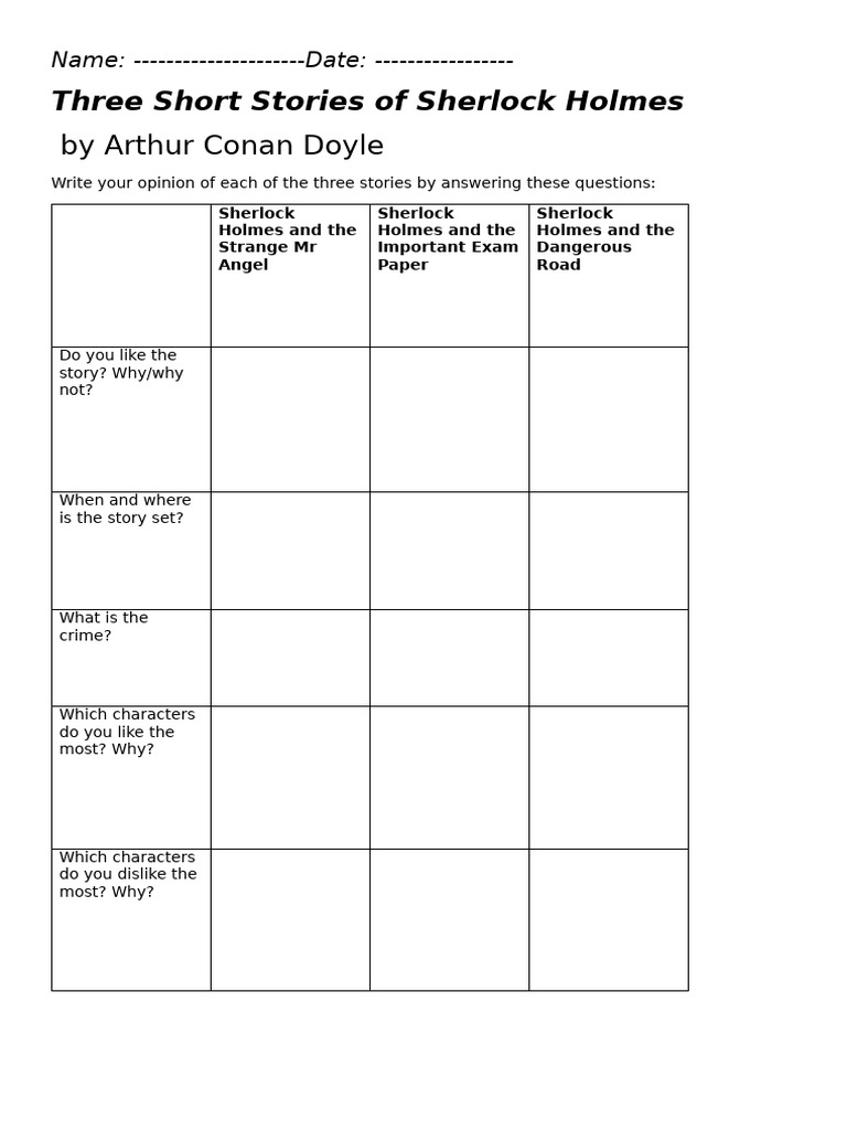 Three Short Stories of Sherlock Holmes (Arthur Conan D) | PDF
