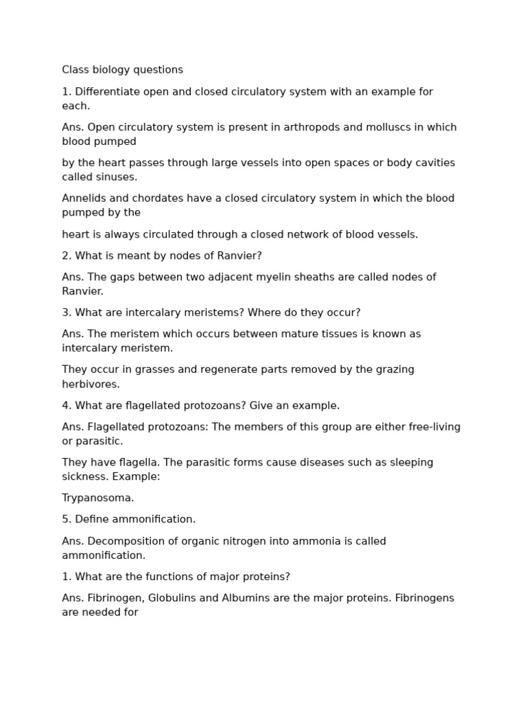 Biology Questions 1 | PDF