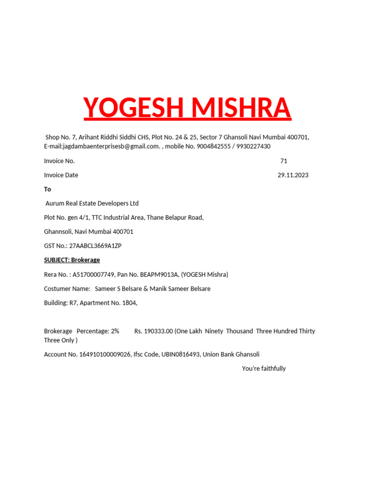 Bill Aurum Yogesh Mishra | PDF