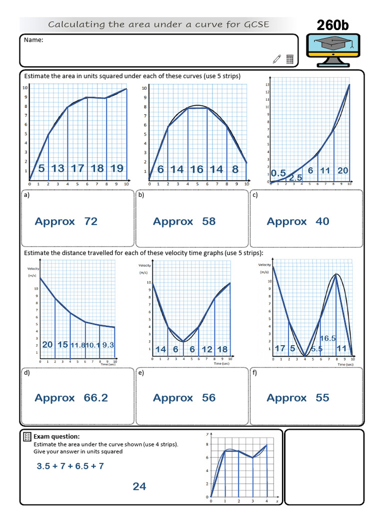 Answers - Calculating The Area Under A Curve For GCSE (260b) | PDF