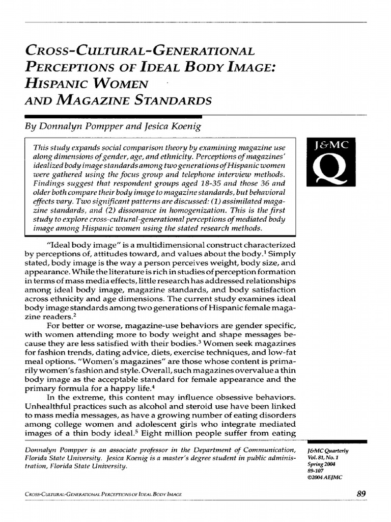 Cross Cultural Perceptions of Body Image | PDF