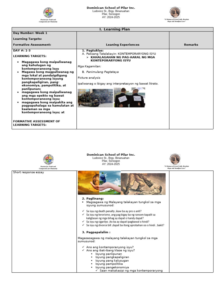 AP 10 Learning Plan 1 | PDF
