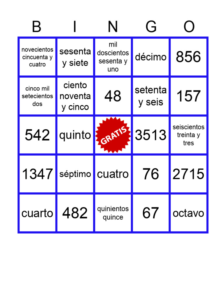Bingo de Números | PDF