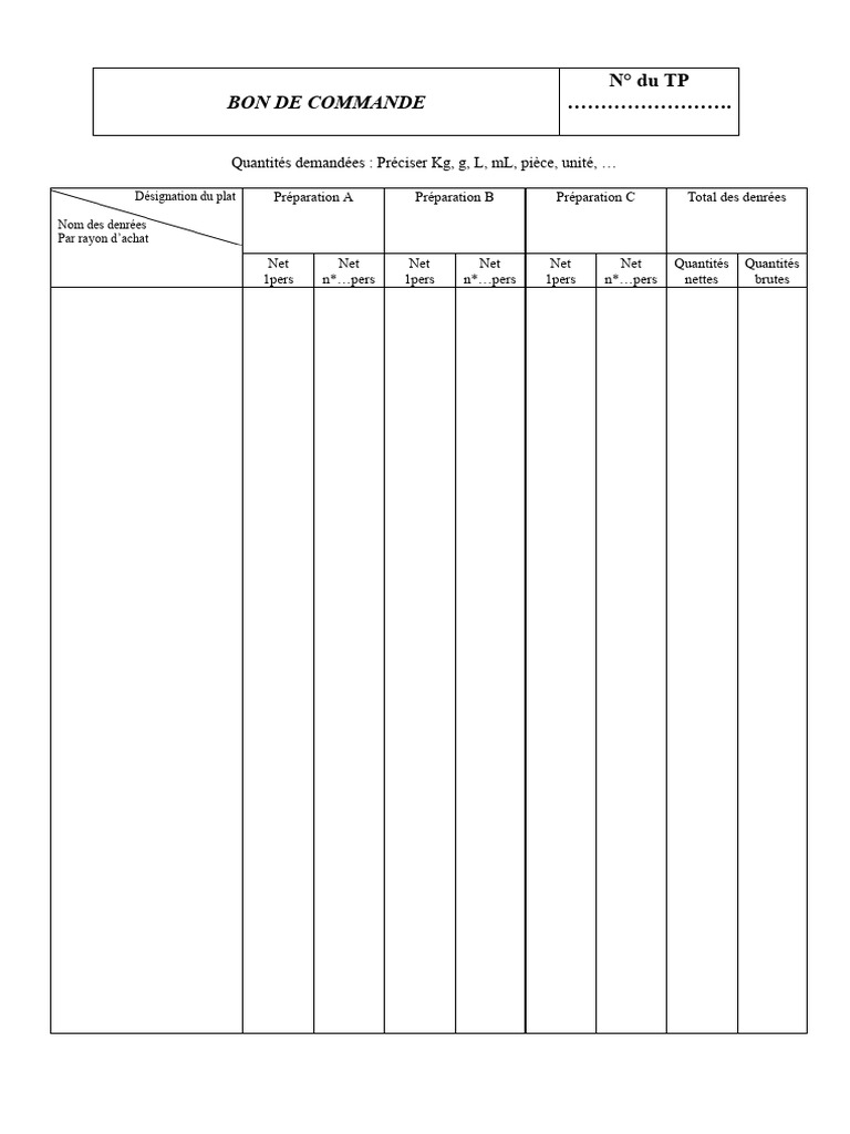 Bon de Commande Vierge | PDF