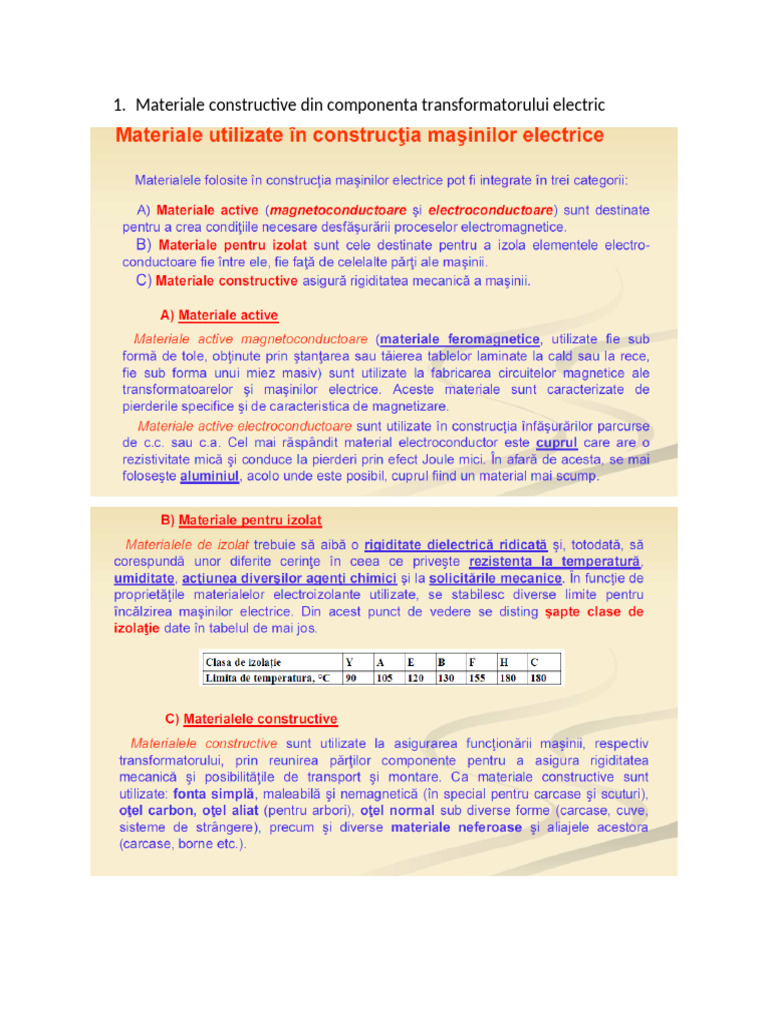 Materiale Constructive Din Componenta Transformatorului Electric | PDF
