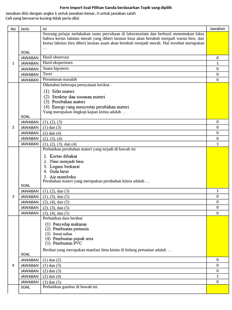 Form-Soal-Ganda Kimia X IPA Ganjil 2022-2023 Fix | PDF