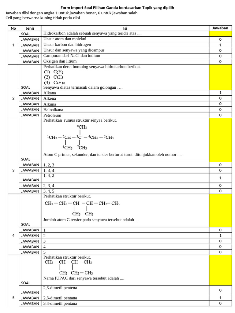 Form-Soal-Ganda Kimia XI IPA Ganjil 2022-2023 Fix | PDF