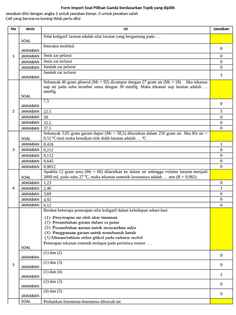 Form-Soal-Ganda Kimia XII IPA Ganjil 2022-2023 Fix | PDF