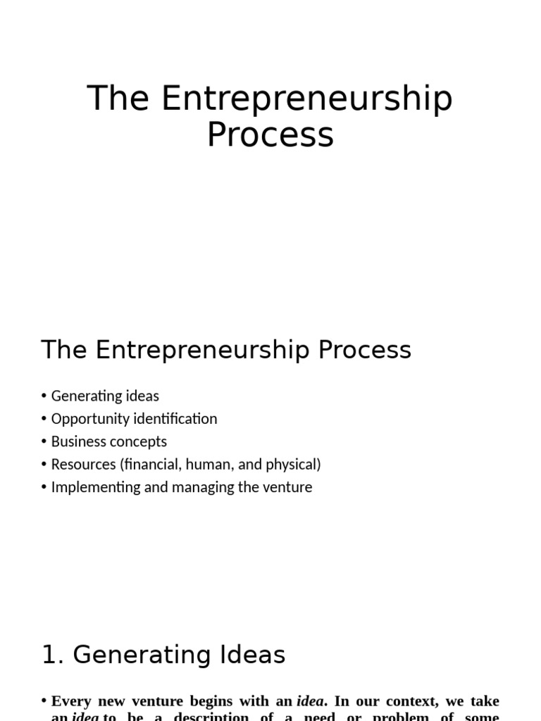 Unit 2 The Entrepreneurship Process | PDF