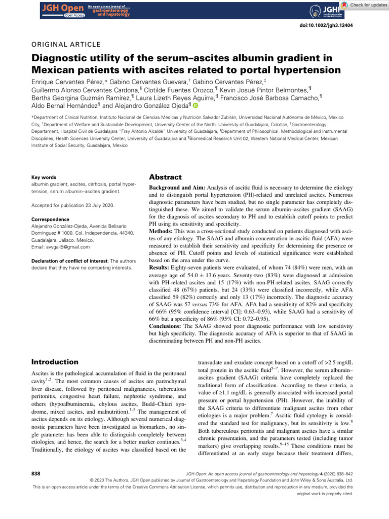 JGH Open - 2020 - Cervantes Pérez - Diagnostic Utility of The Serum ...