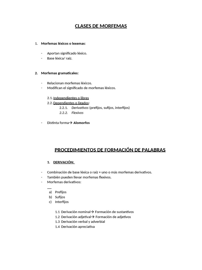 Clases de Morfemas | PDF