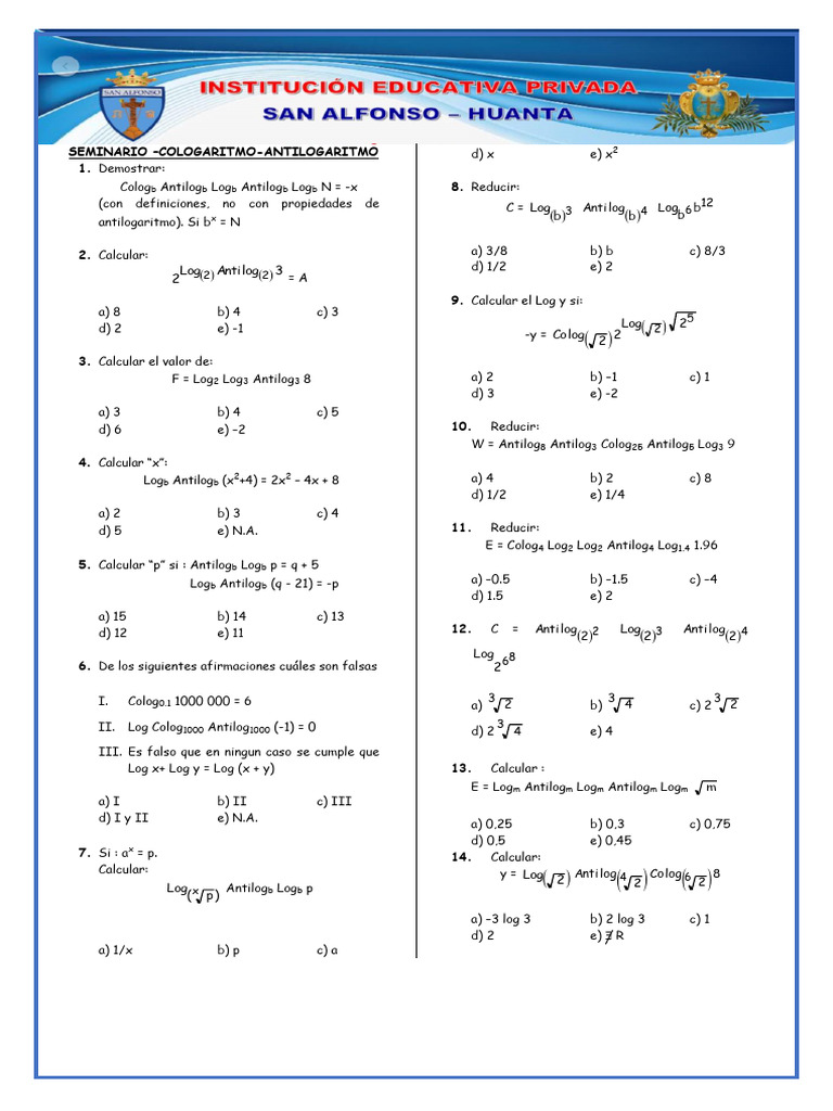 Cologaritmo y Antilogaritmo PDF | PDF