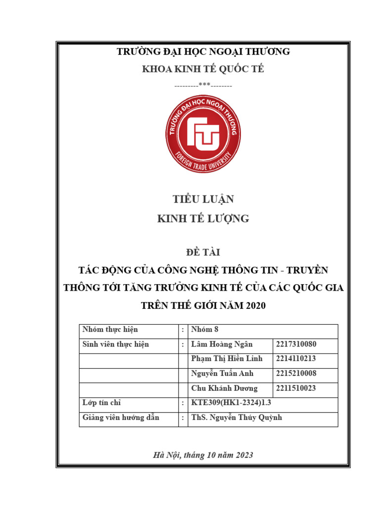 Tiểu luận KTL Nhóm 8 | PDF