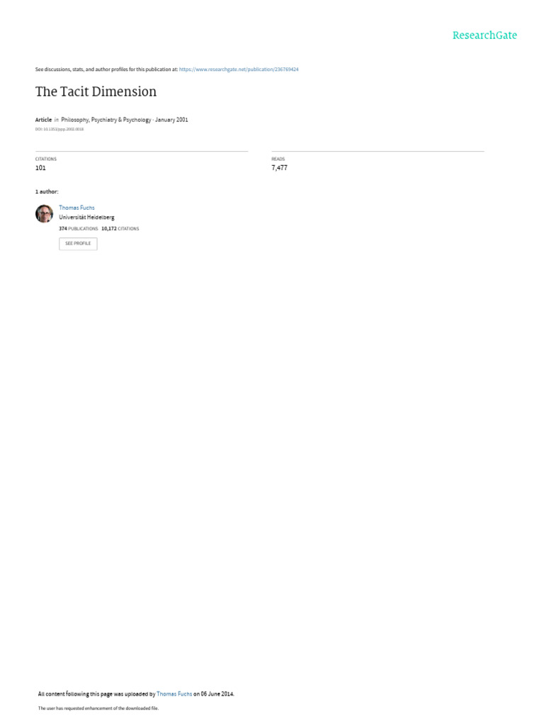 The - Tacit - Dimension Polanyi | PDF