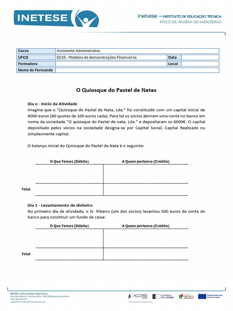 UFCD 6216 - Ficha de Trabalho - Consolidação Balanço | PDF | Negócios