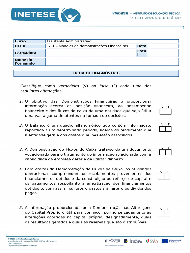 UFCD_6216_Ficha de diagnóstico | PDF