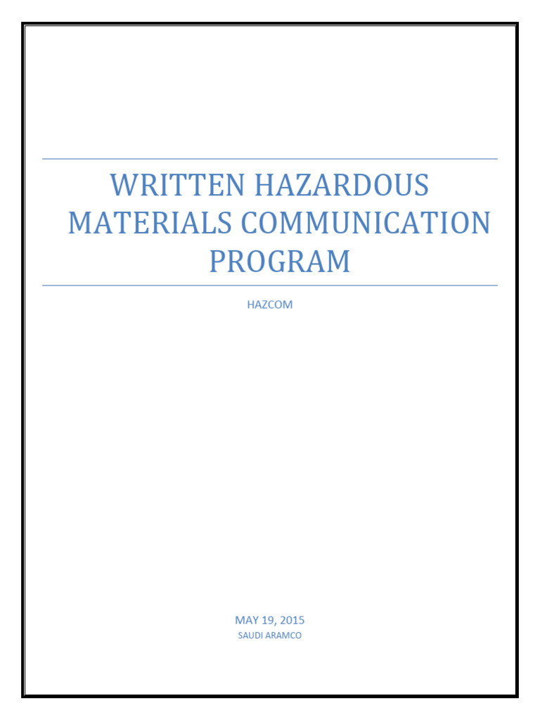 HAZCOM Written Program | PDF