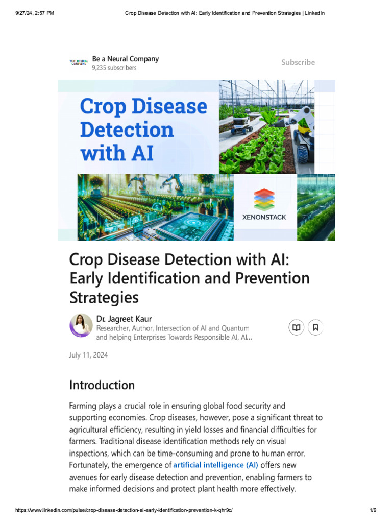 Crop Disease Detection With AI - Early I.. | PDF | Teaching Methods ...