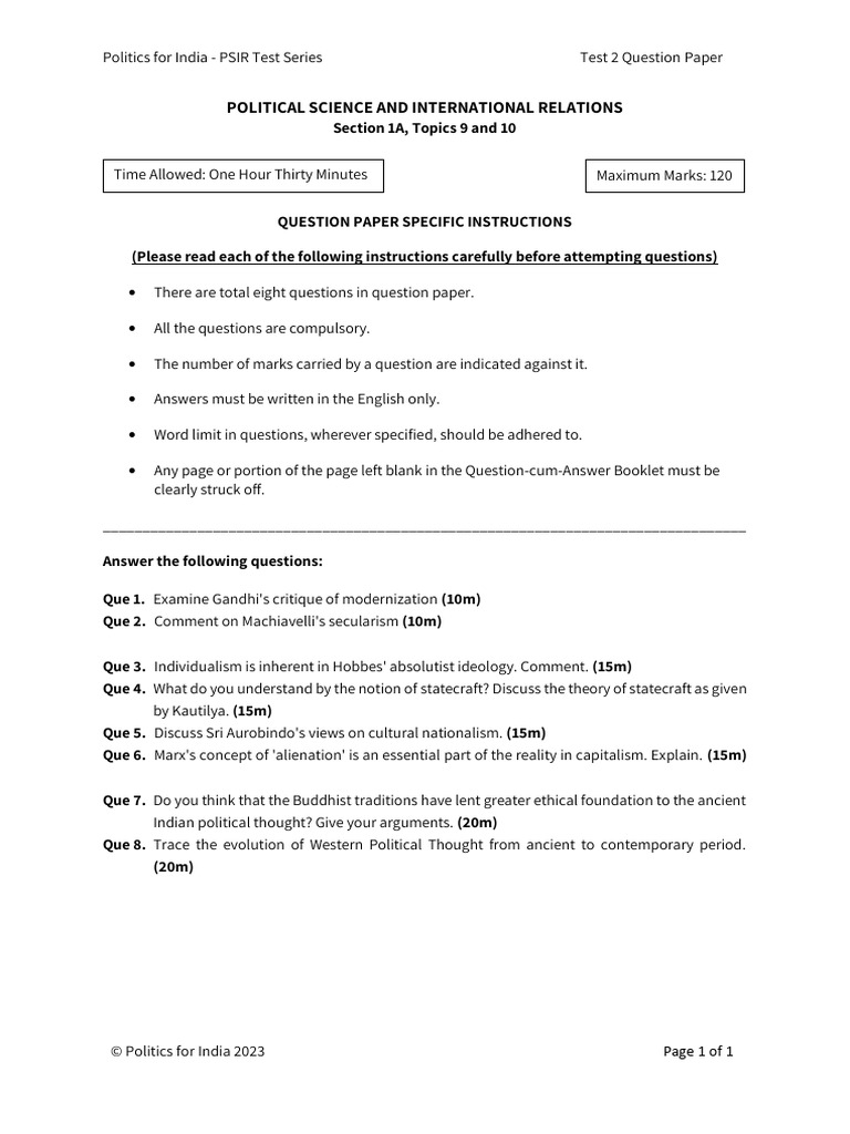 Test-2-Question-Paper-1 | PDF