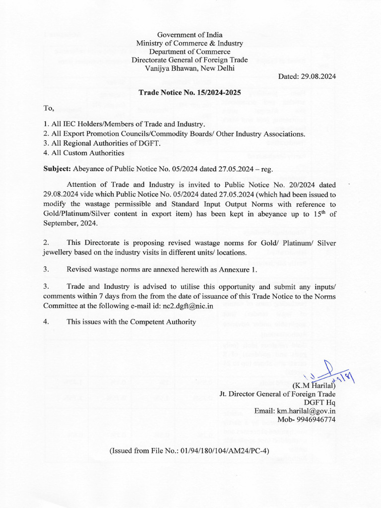 Trade Notice No. 15 | PDF