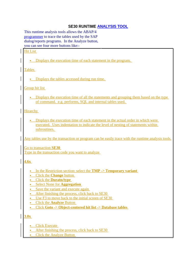 SE30 Runtime Analysis Tool | PDF