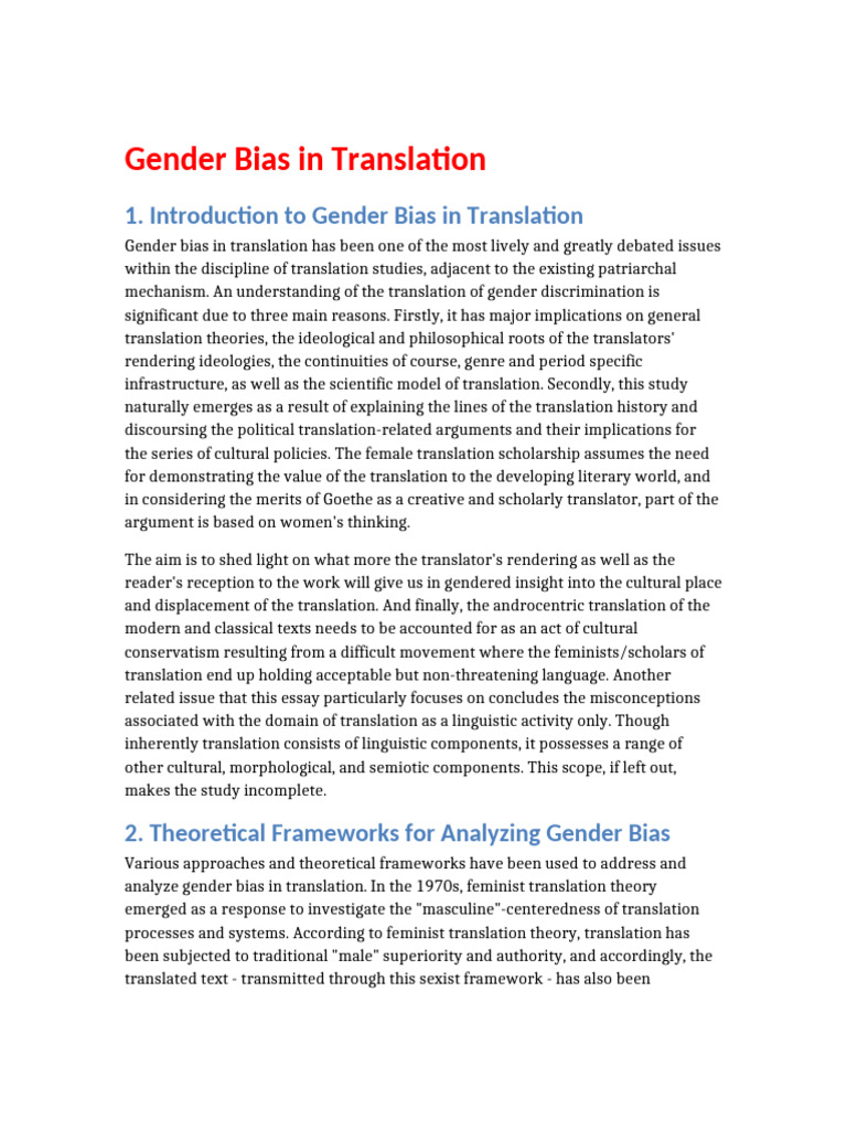 Gender Bias in Translation | PDF