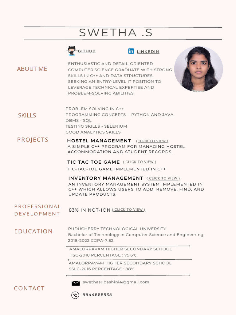 RESUME Swetha-1 | PDF