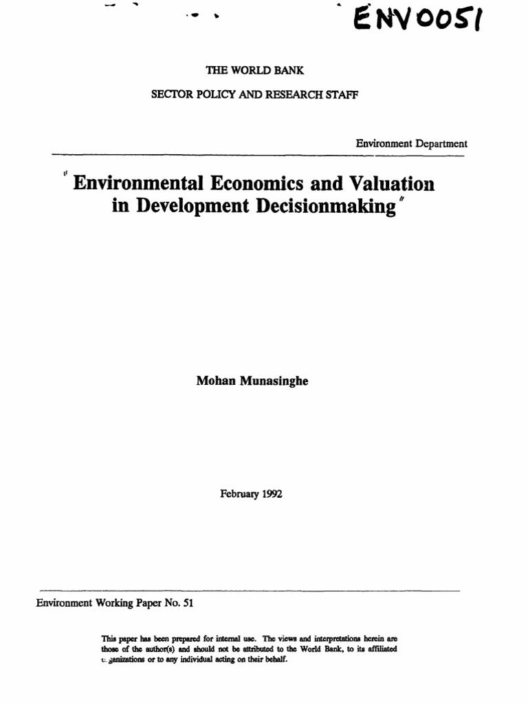 Environmental Economics and Valuation in Development Decision Making | PDF