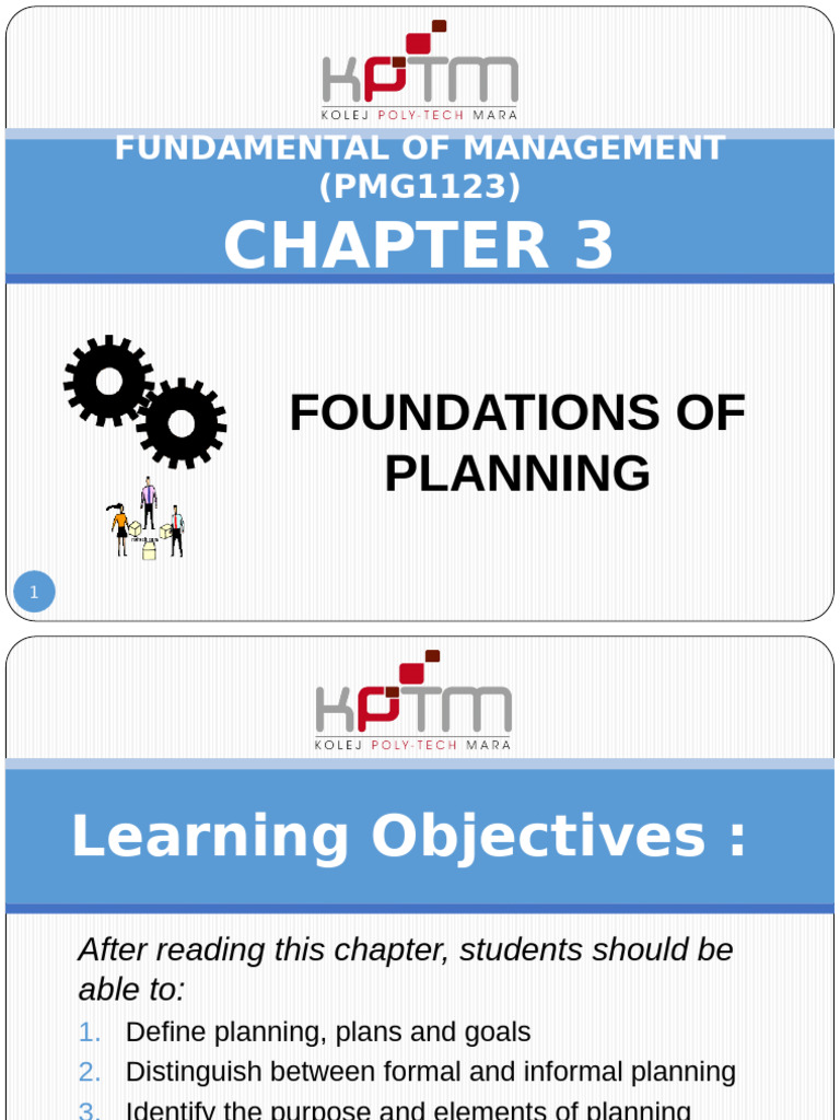Chapter 3 - Foundation of Planning | PDF