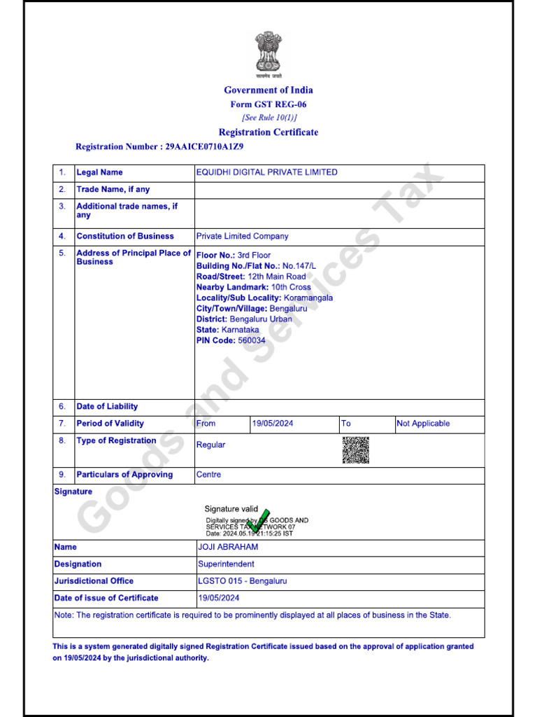 Equdhi GST Certificate | PDF