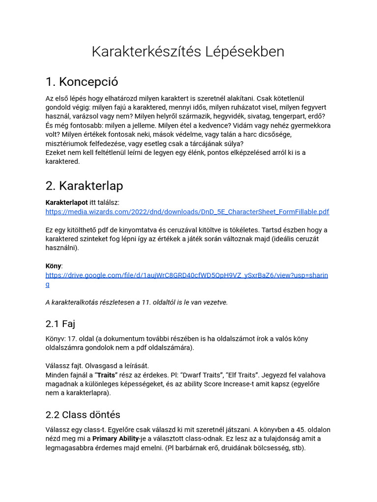 DND Karakter Keszites | PDF