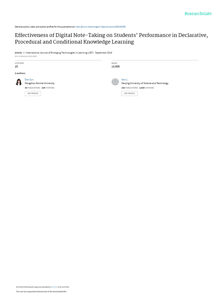 Effectiveness of Digital Note-Taking On Students' Performance in ... Effectiveness of Digital Note-Taking On Students' Performance in ...