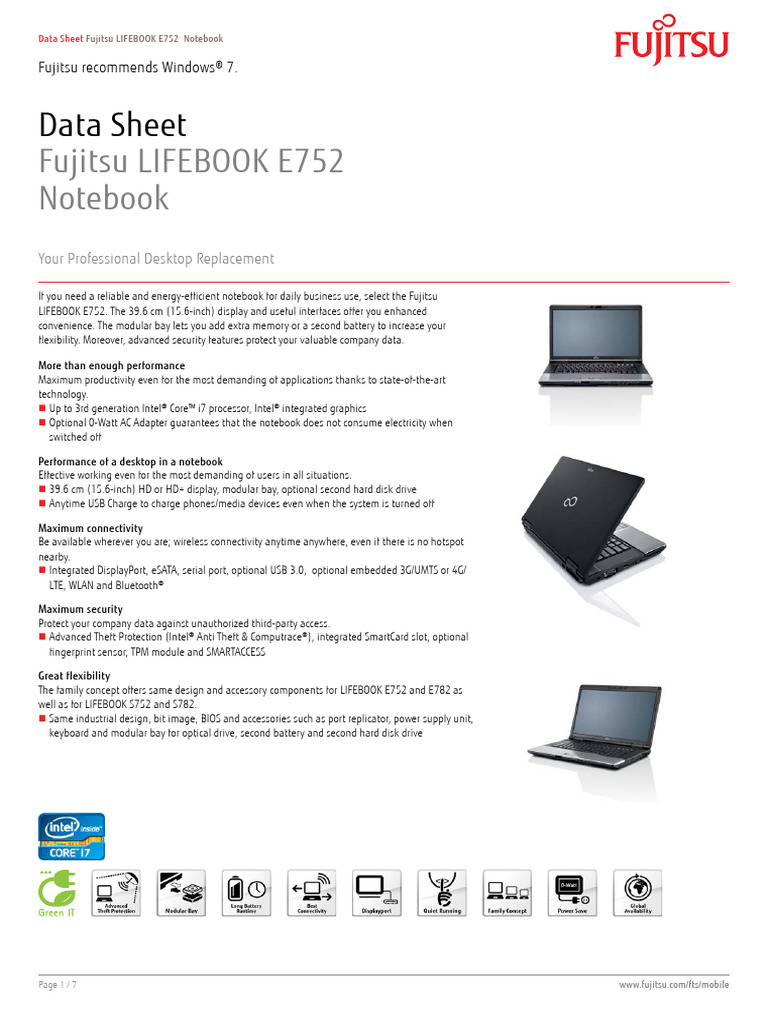 Fujitsu E752 2789529 | PDF