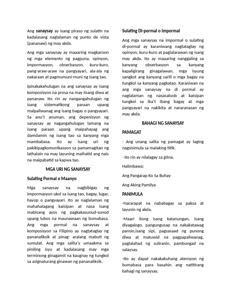 Sanaysay | PDF