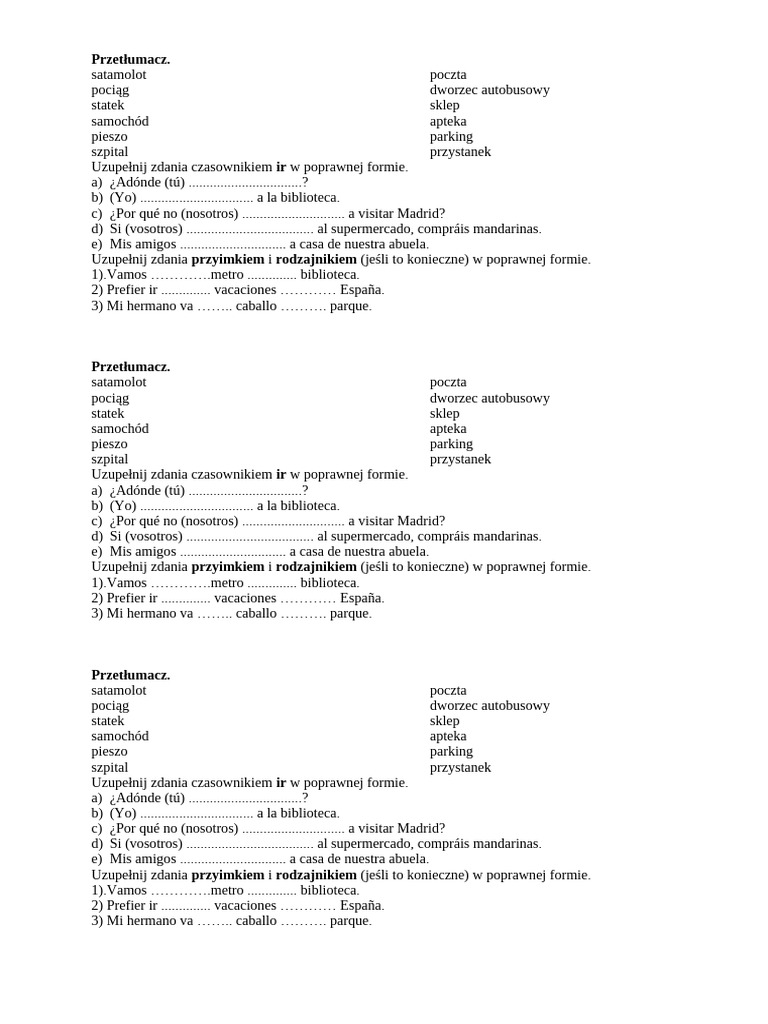 Kartkówka Descubre 1 Leccion 6 | PDF