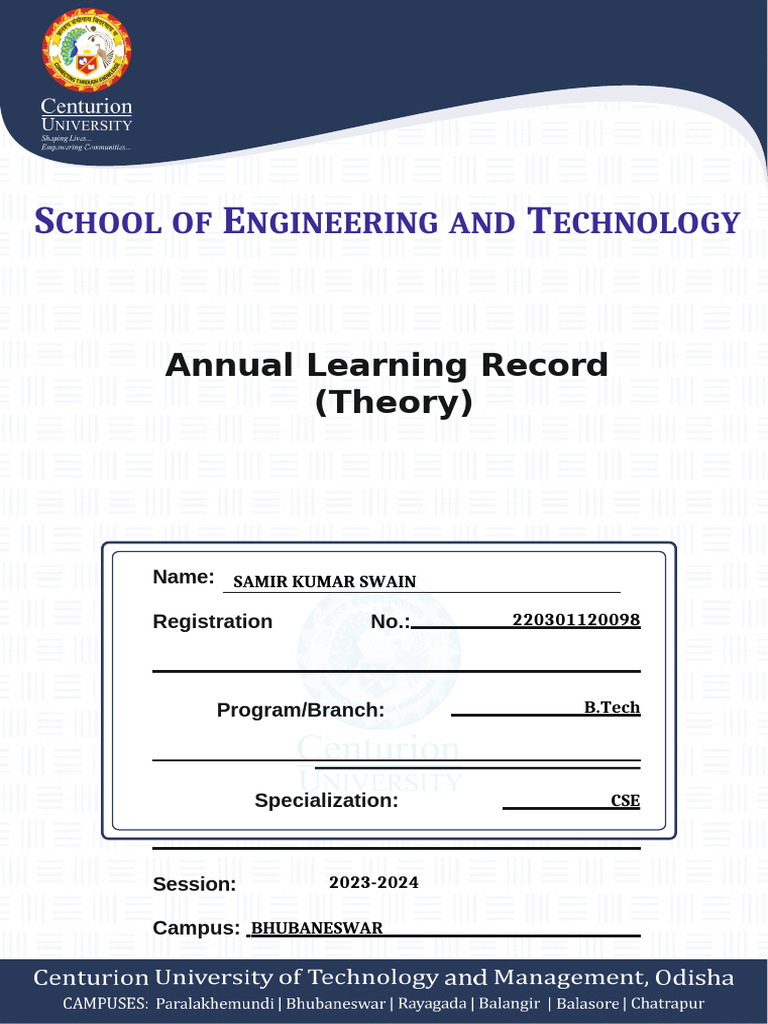 Annual Learning Record Theory - A4 | PDF