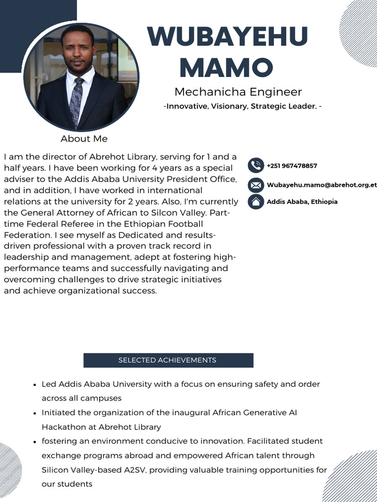 Eng. Wubayehu Mamo CV 2 | PDF | Ethiopia | Career & Growth