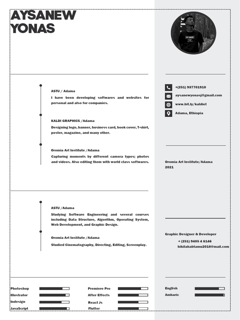 Aysanew Yonas's CV Resume | PDF | Computing