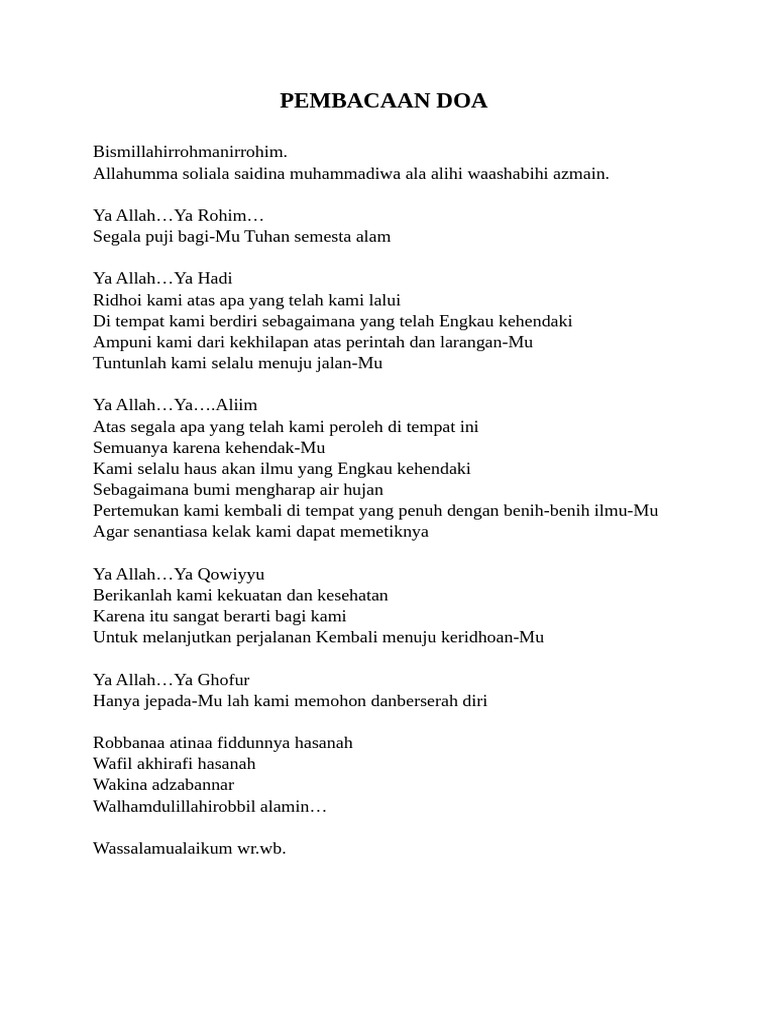 Pembacaan Doa | PDF