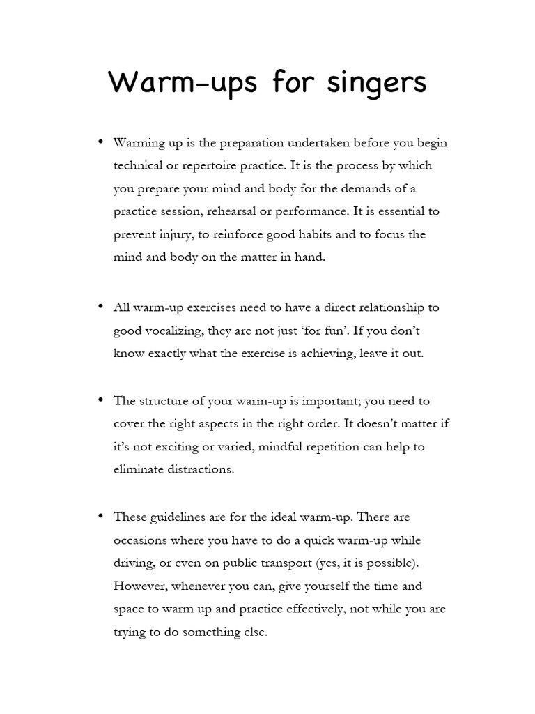 Warm Ups For Singers | PDF