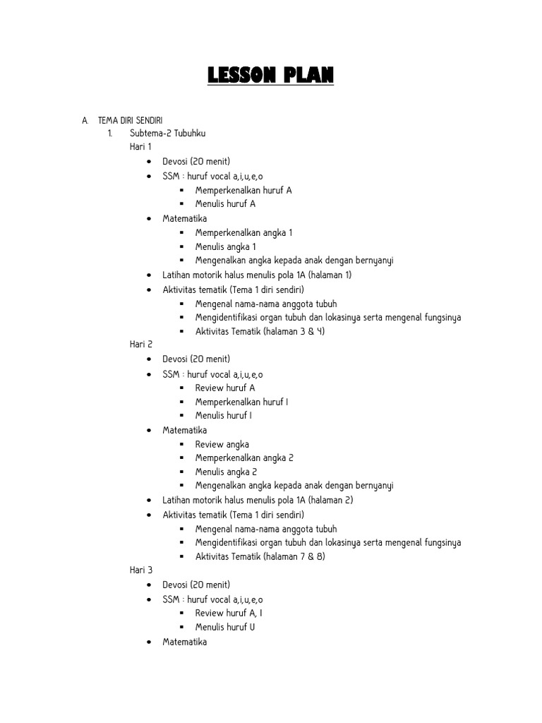 Lesson Plan Week 2 | PDF