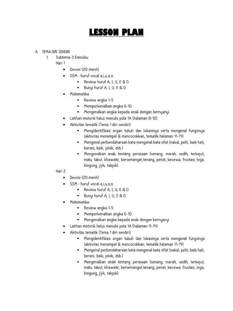 Lesson Plan Week 3 | PDF