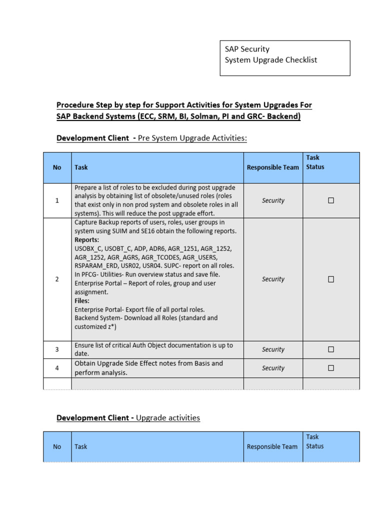 SAP Security Upgrade Procedure Guide | PDF | Computing | Computers