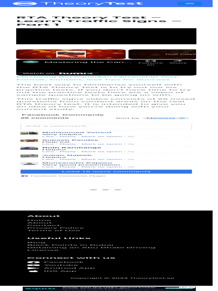 RTA Theory Test - Learn Traffic Signs - Part 1 TheoryTest - Ae | PDF