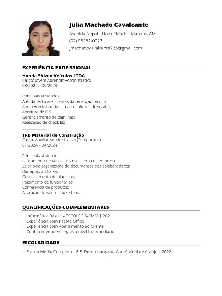 Currículo Julia Machado | PDF