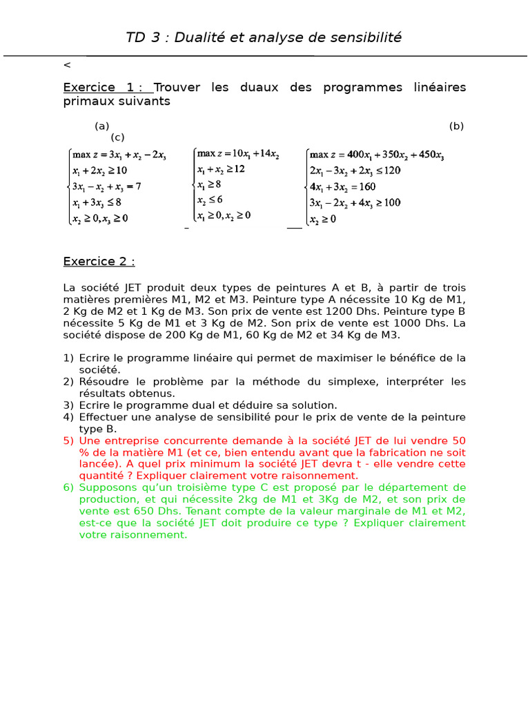 Td3 Ro Enoncé | PDF