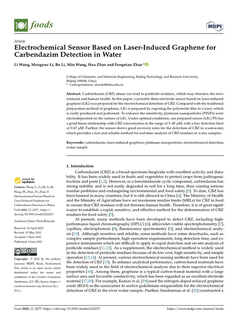 2023 - Electrochemical Sensor Based On Laser-Induced Graphene For ...
